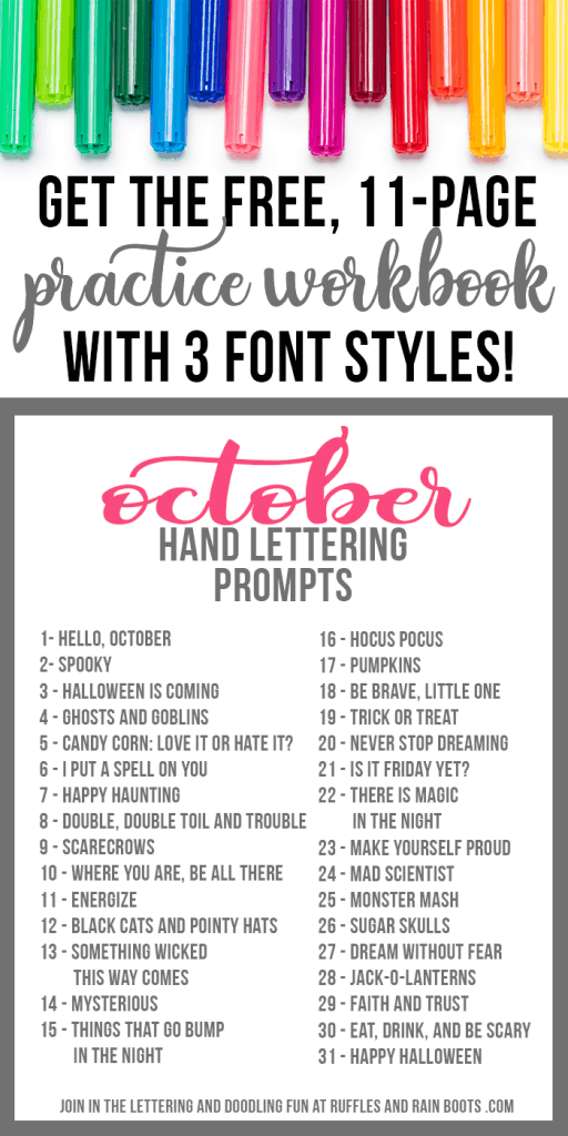 Free October Hand Lettering Practice and Prompts