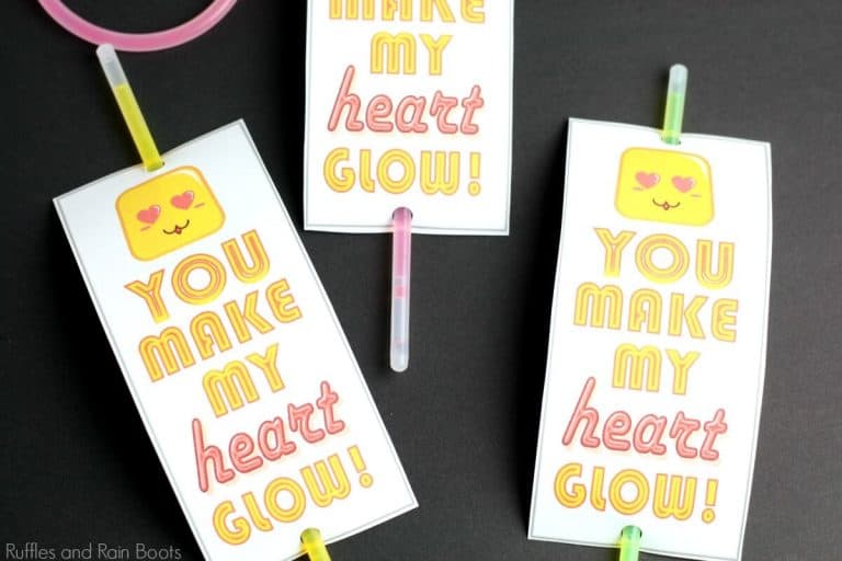 Glow Stick Printable Valentines Free - Ruffles and Rain Boots