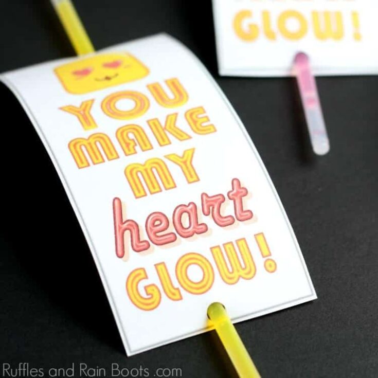 Glow Stick Printable Valentines Free - Ruffles and Rain Boots