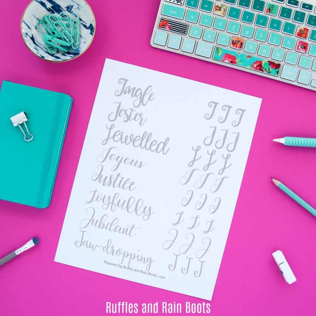Free Letter J Hand Lettering Practice Sheets