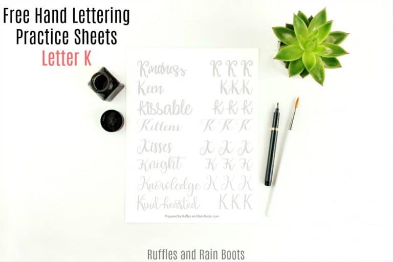 Free Letter K Hand Lettering Practice Sheets