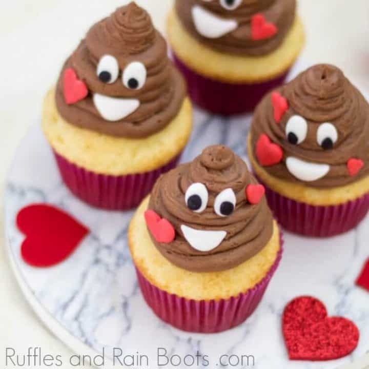 The Cutest Poop Emoji Cupcakes for Valentine's Day