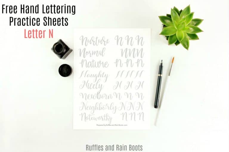 Free Letter N Hand Lettering Practice Sheets