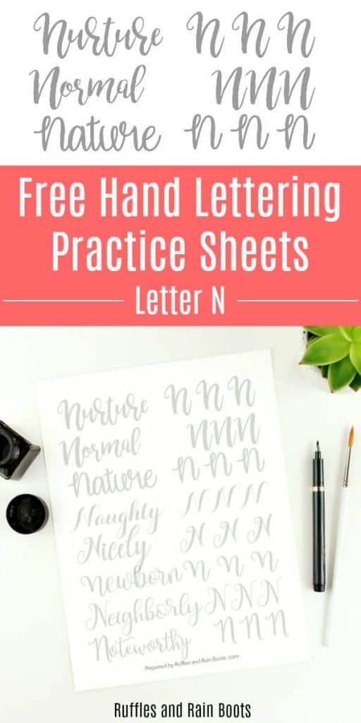 Free Letter N Hand Lettering Practice Sheets