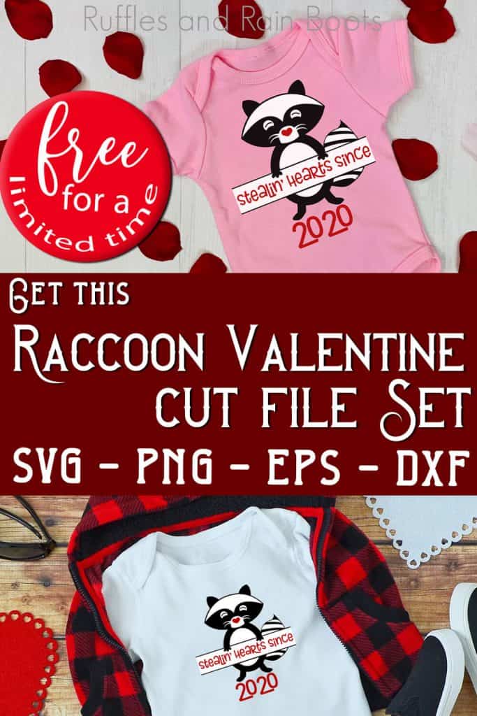 Free Raccoon SVG for Valentines Day - Ruffles and Rain Boots