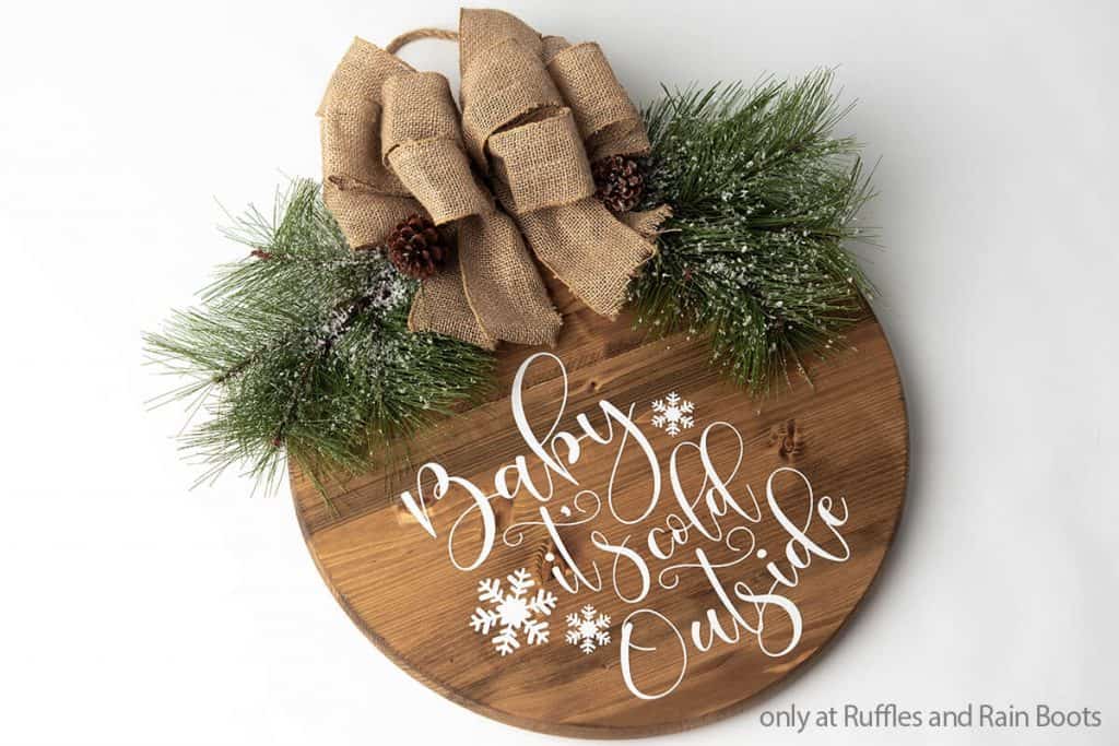 This Winter Farmhouse Wood Sign is a Beautiful Winter Door Hanger!