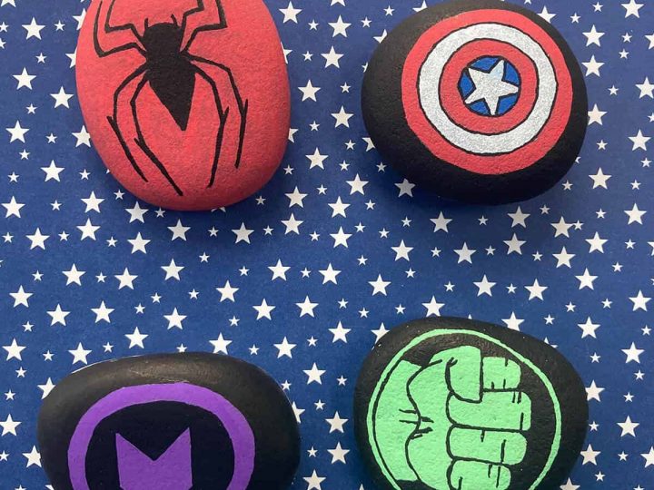 Pebble Painting Ideas Superheros Superhero Helmet Pebble Painting Art