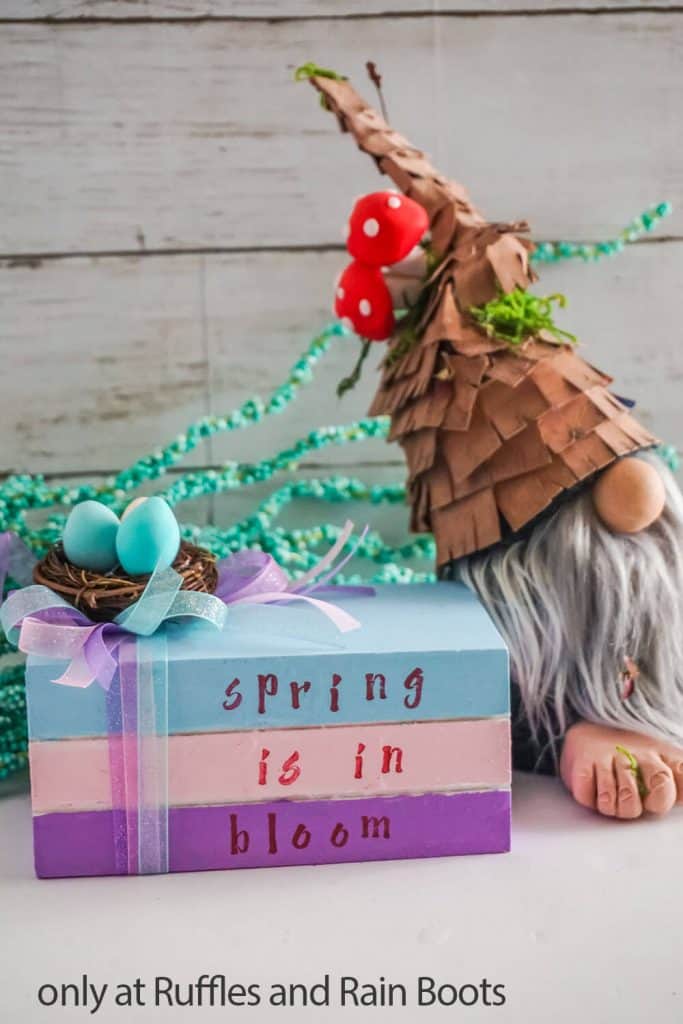 Make This Cute DIY Spring Book Stack from a Dollar Tree Wood Crate!