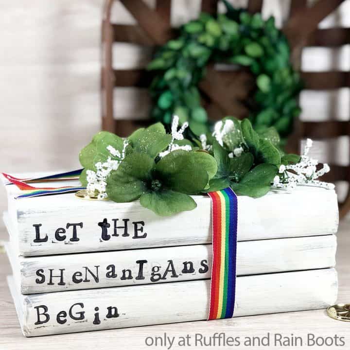 Make a Dollar Tree St. Patrick's Day Book Stack