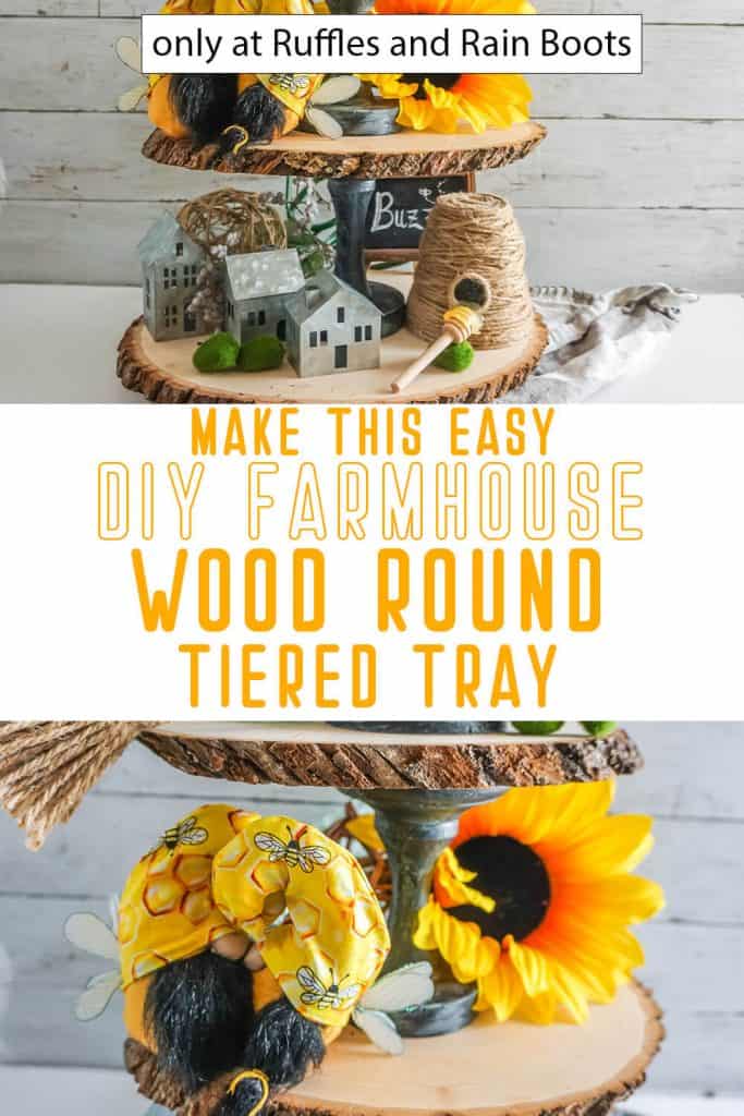 This Wood Round Tiered Tray is a Unique DIY Farmhouse Tiered Tray!