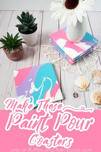 Make DIY Acrylic Paint Pour Coasters - Ruffles and Rain Boots
