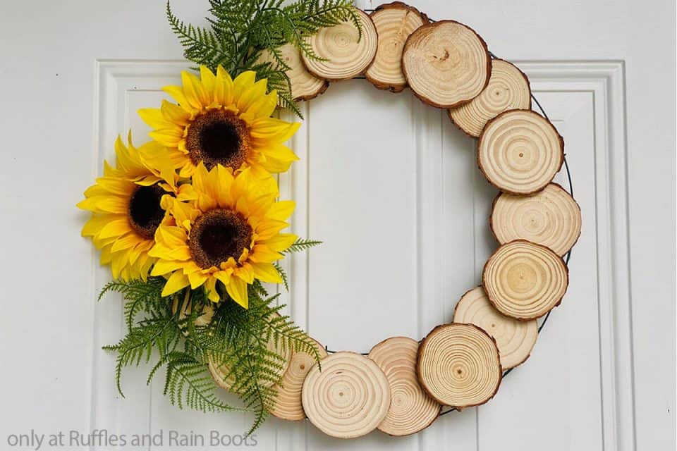 This Easy Wood Slice Wreath is Perfect for Your Front Door