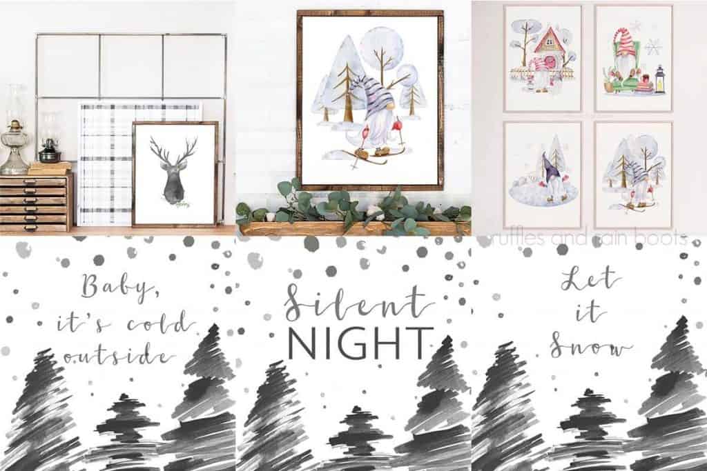 Free Winter Watercolor Printable Designs - Ruffles and Rain Boots