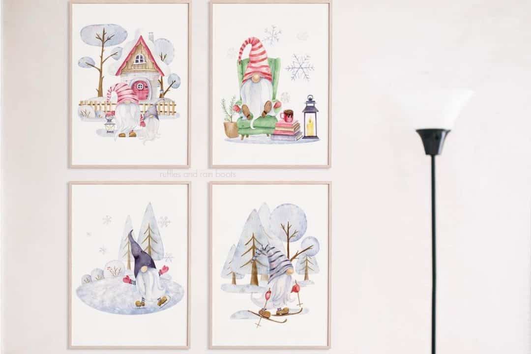 Download This [Gorgeous] Free Winter Gnome Printable Set - 4 Designs!