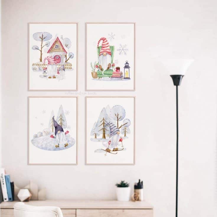 Download This [Gorgeous] Free Winter Gnome Printable Set - 4 Designs!