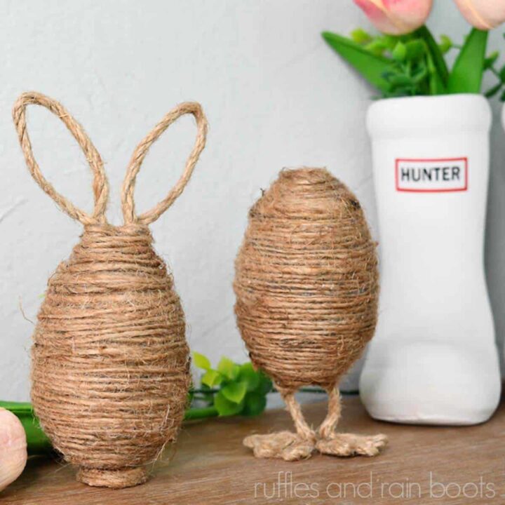 Dollar Tree Twine Wrapped Easter Eggs - Ruffles and Rain Boots