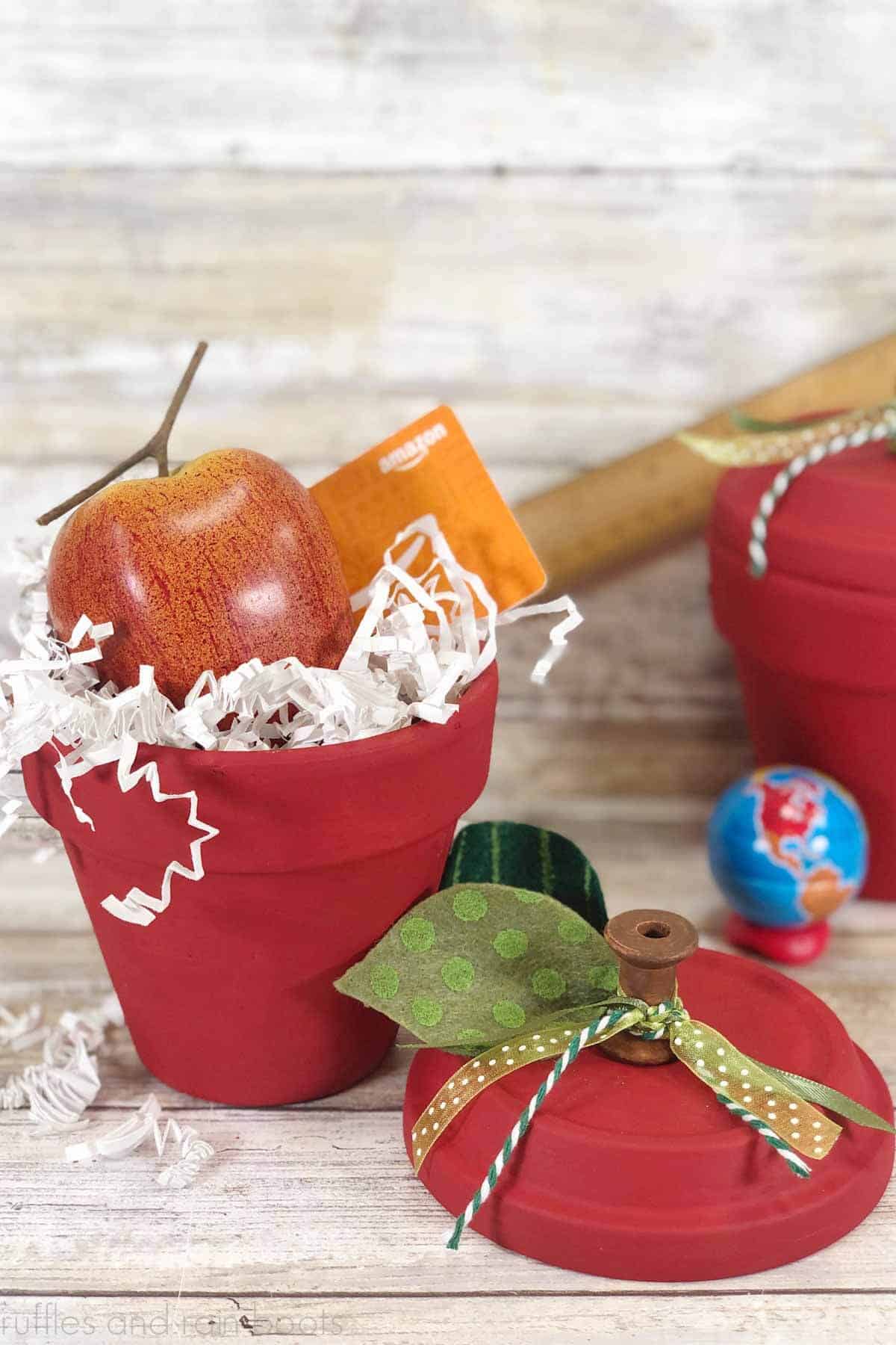 Teacher Appreciation Clay Pot Apple Jar - Ruffles and Rain Boots