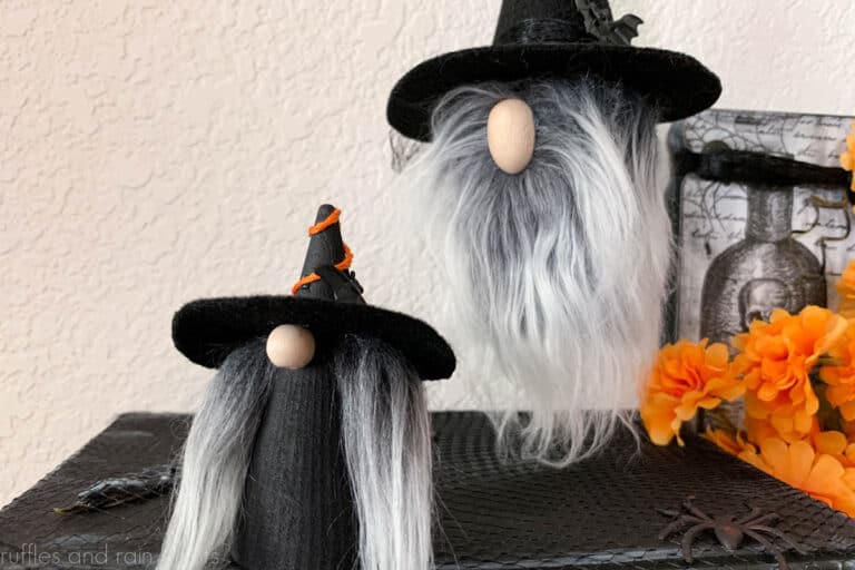 Mini Halloween Witch Gnomes DIY - Ruffles and Rain Boots