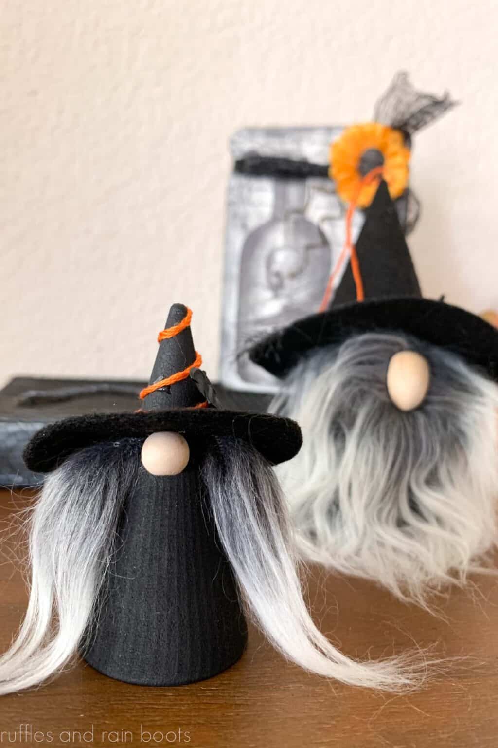 Mini Halloween Witch Gnomes DIY - Ruffles and Rain Boots