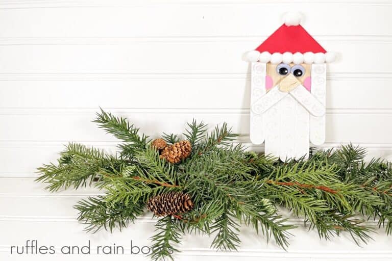Dollar Tree Craft Stick Santa DIY -Ruffles and Rain Boots