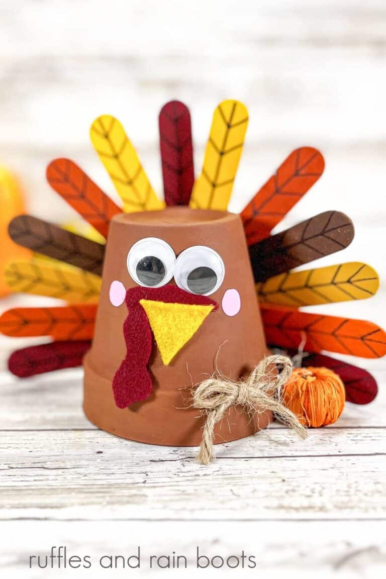 Easy DIY Clay Pot Turkey Craft - Ruffles and Rain Boots