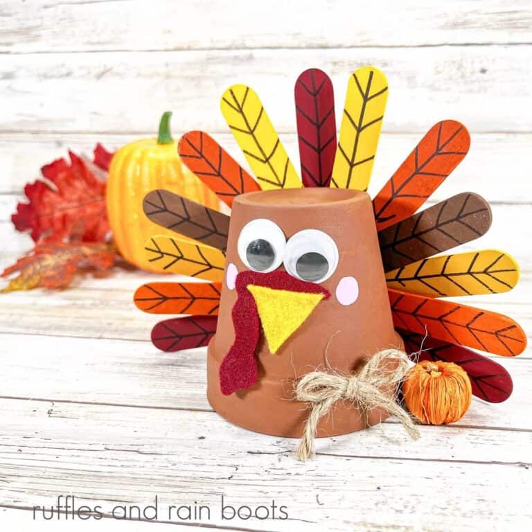 Easy DIY Clay Pot Turkey Craft - Ruffles and Rain Boots