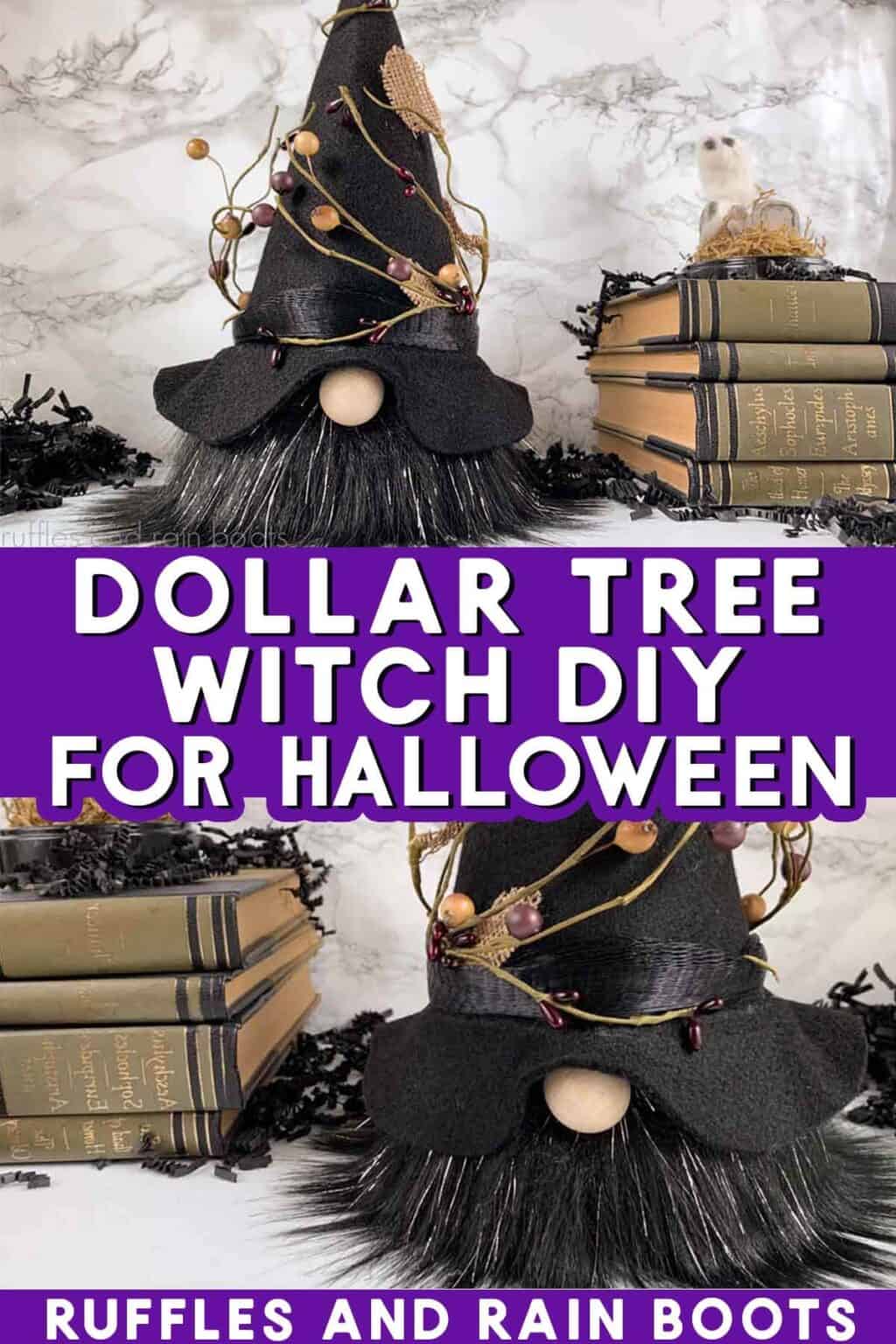 Dollar Tree Witch Gnome - Ruffles and Rain Boots