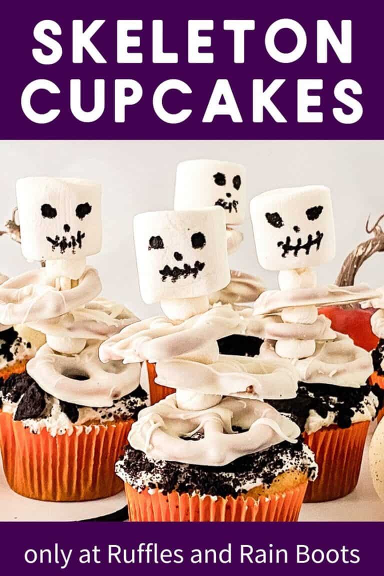 Adorable Pretzel Skeleton Cupcakes For Halloween -Ruffles and Rain Boots