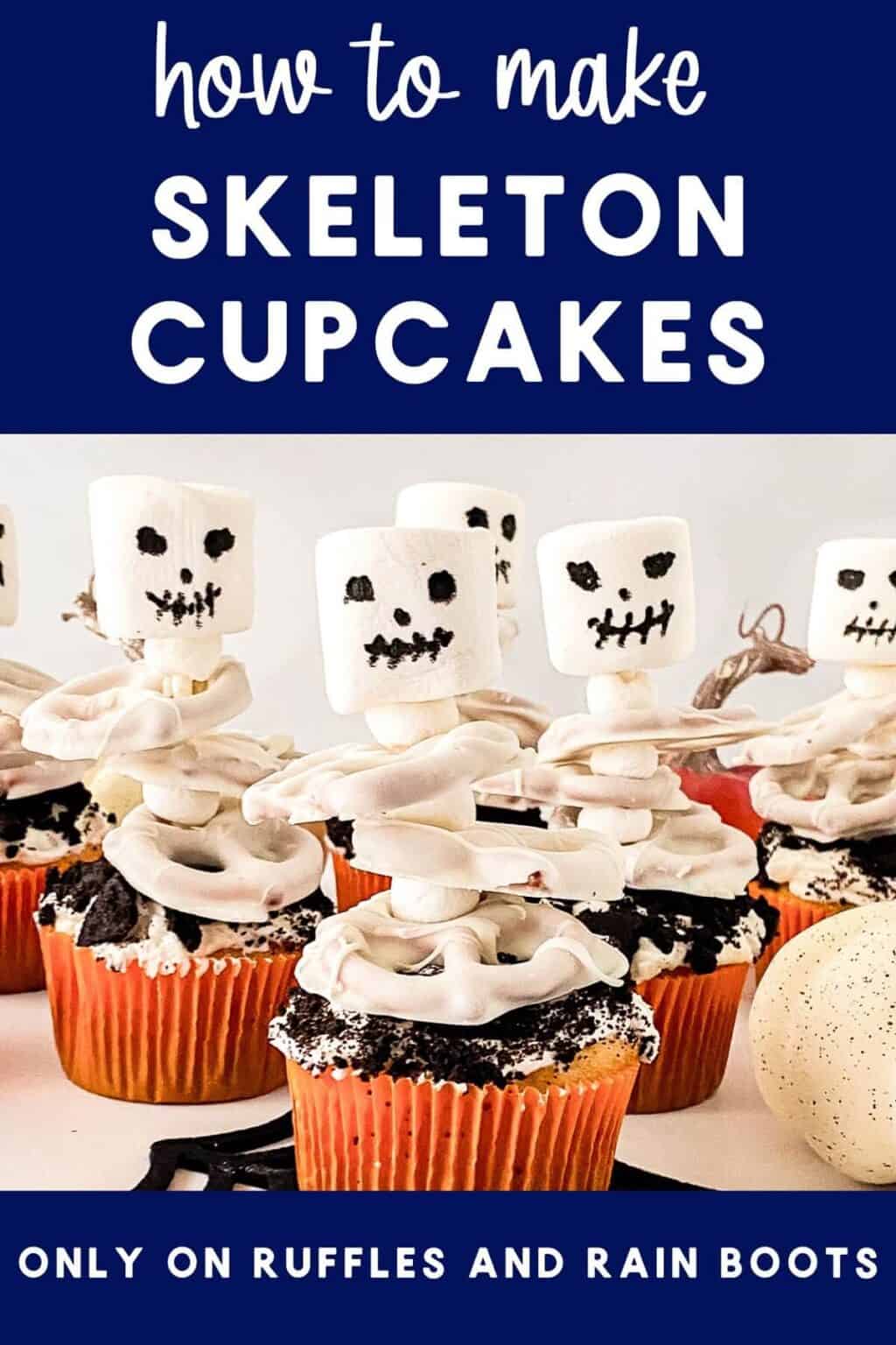 Adorable Pretzel Skeleton Cupcakes For Halloween -Ruffles and Rain Boots