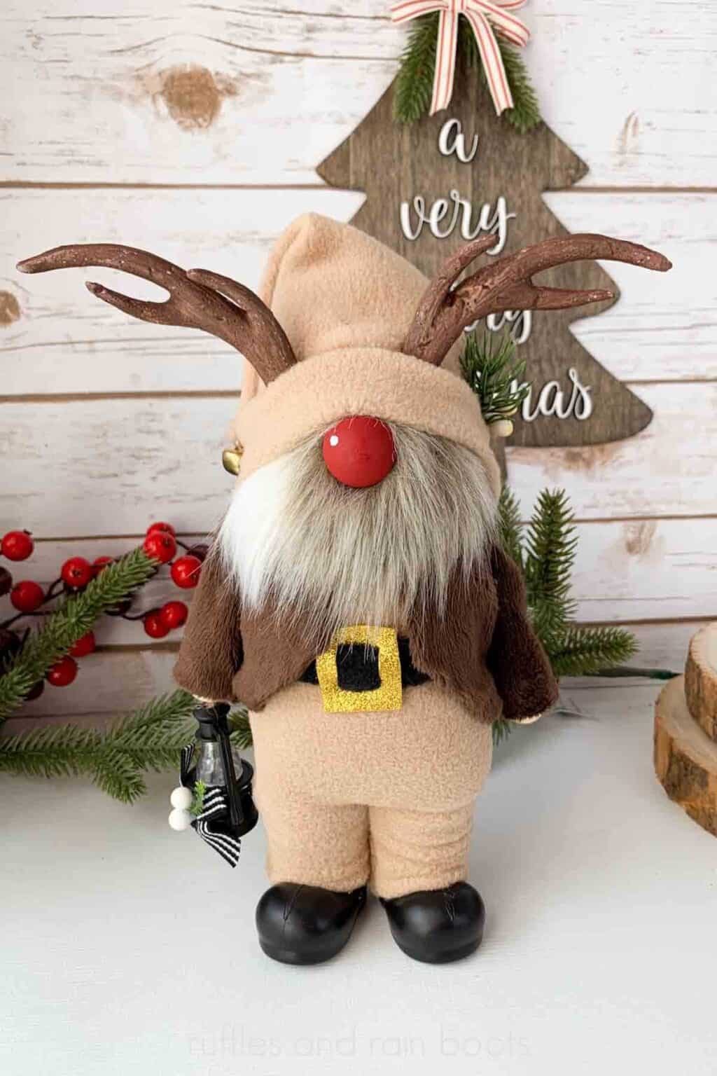 DIY Standing Reindeer Gnome - Ruffles and Rain Boots