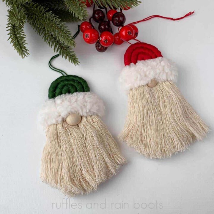 DIY Wrapped Rope Santa Ornament Free Tutorial Ruffles and Rain Boots
