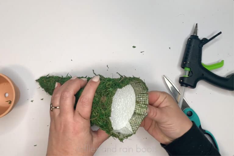 Topiary Gnome DIY with Moss - Ruffles and Rain Boots
