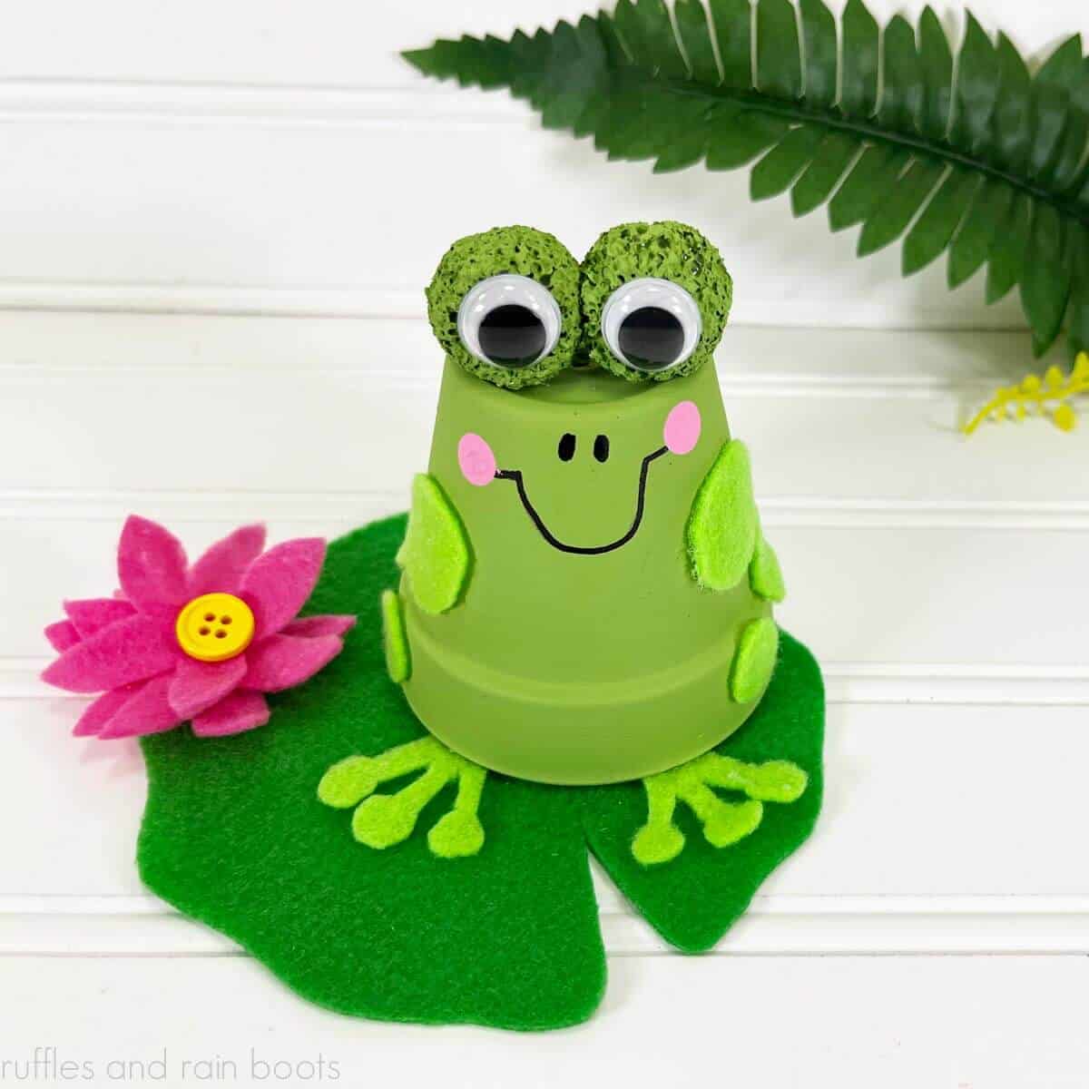 Dollar Tree Clay Pot Frog Craft - Ruffles and Rain Boots