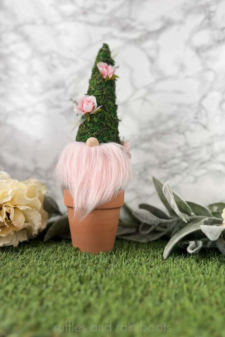 Topiary Gnome DIY with Moss - Ruffles and Rain Boots