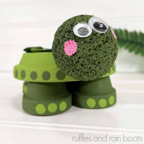 DIY Clay Pot Turtle Dollar Tree DIY - Ruffles and Rain Boots