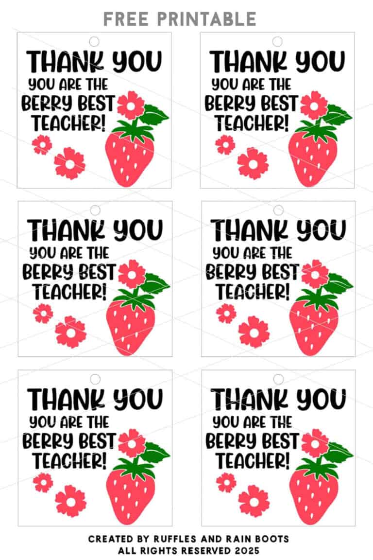 Free Berry Best Teacher Printables - Ruffles and Rain Boots