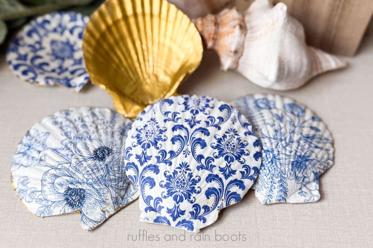 How to Decoupage Seashells for Summer - Ruffles and Rain Boots
