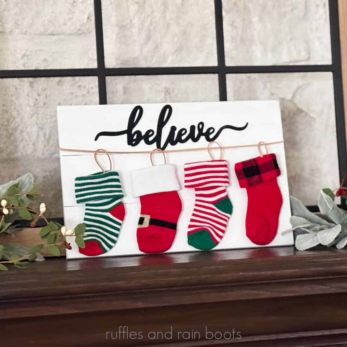 Christmas Baby Sock Stocking Craft - Ruffles and Rain Boots